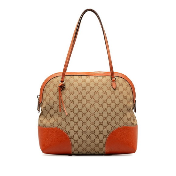 Gucci | Bags | Gucci Gg Canvas Shoulder Bag Beige Orange Leather | Poshmark